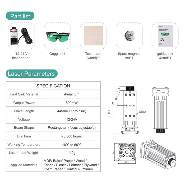 Engraving Laser Head Kits for Comgrow Laser Engraver