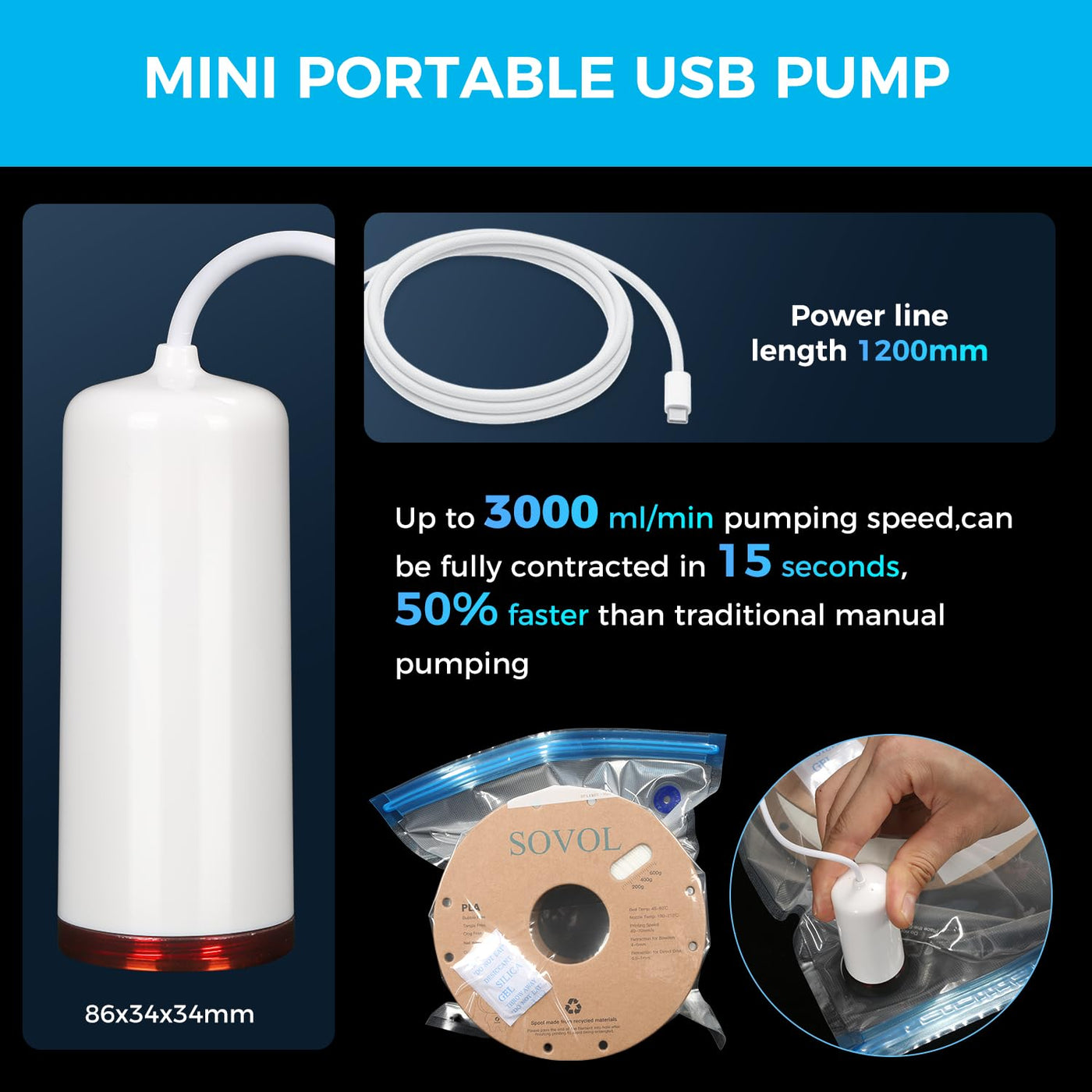 Sovol Filament Storage Bags Kit | Automatic Vacuum Sealed Bags for 3D ...