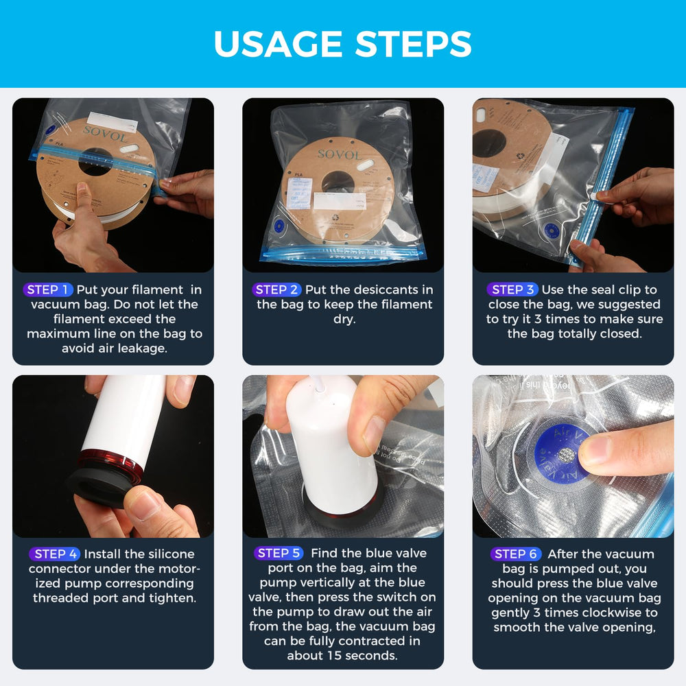 Sovol Filament Storage Bags Kit | Automatic Vacuum Sealed Bags for 3D ...